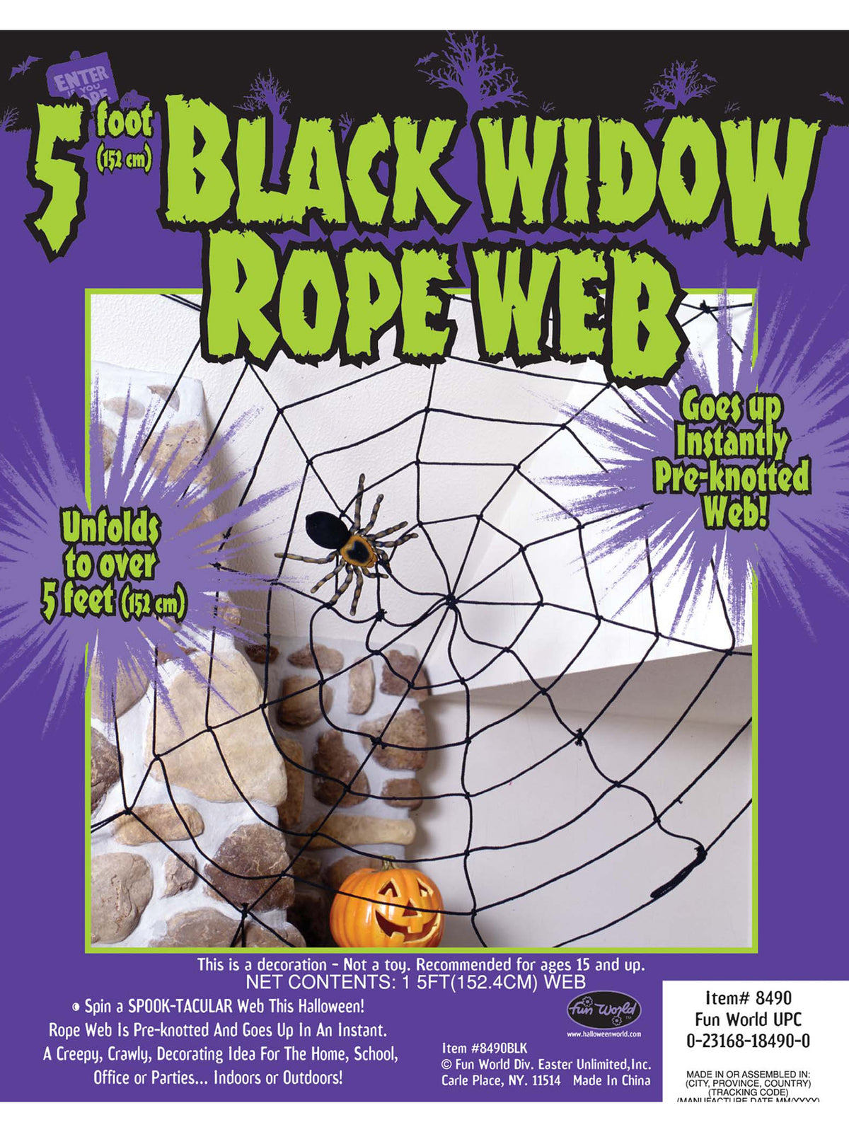 5 Foot Black Rope Spider Web Yard Decoration — Costume Super Center