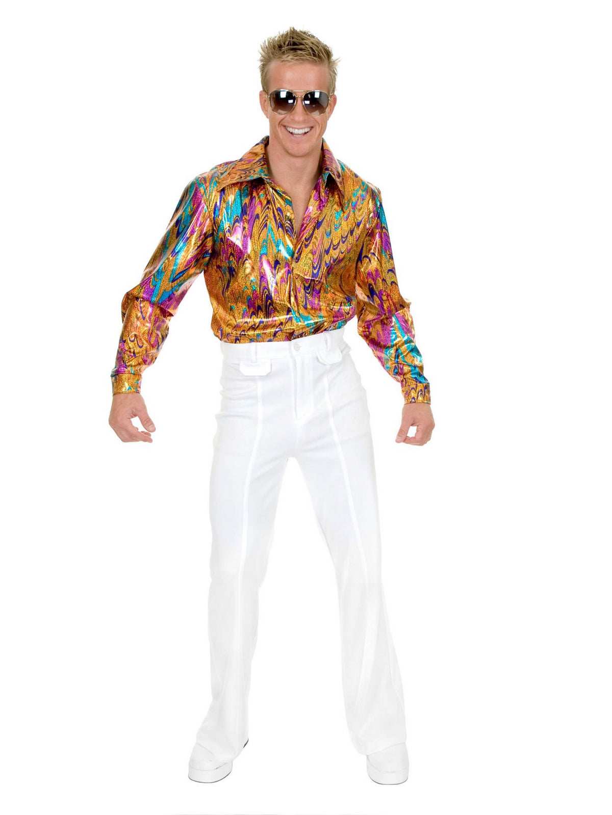 Multi Glitter Disco Shirt for Men — Costume Super Center