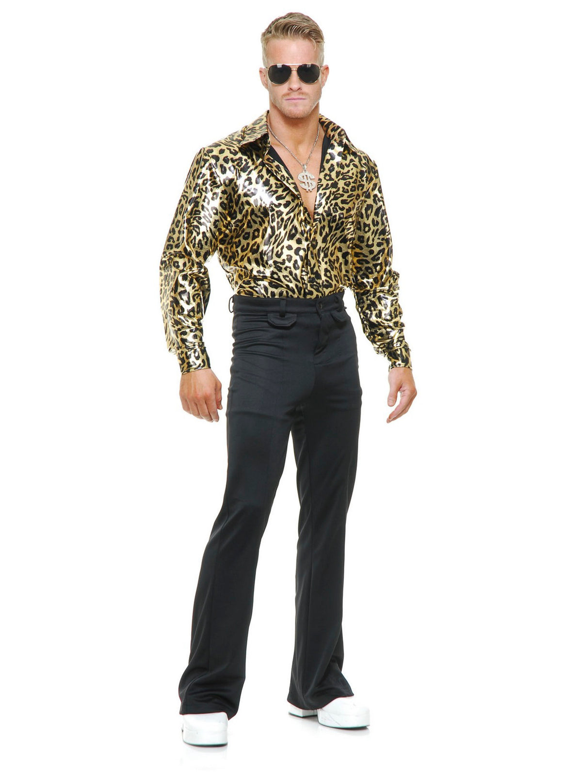 Men's Gold Leopard Disco Shirt — Costume Super Center