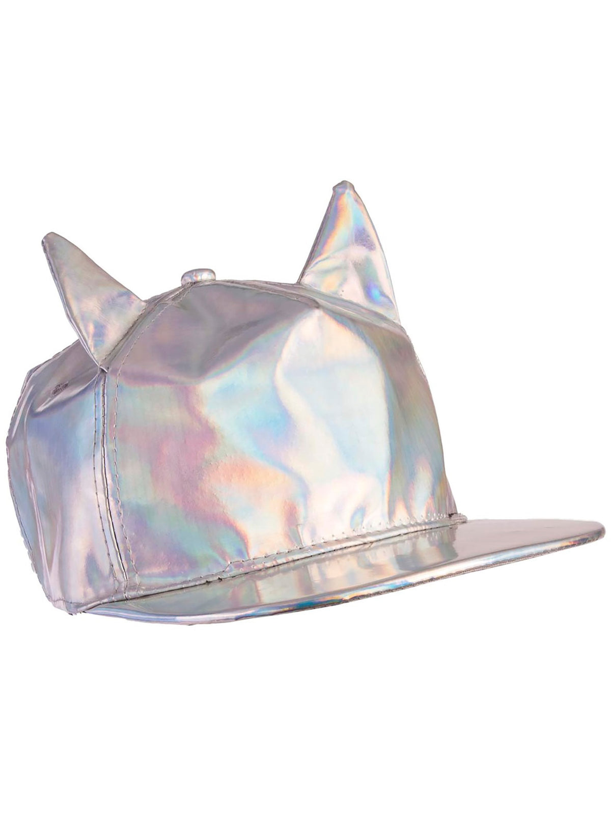 Child Silver Holographic Cap with Ears — Costume Super Center