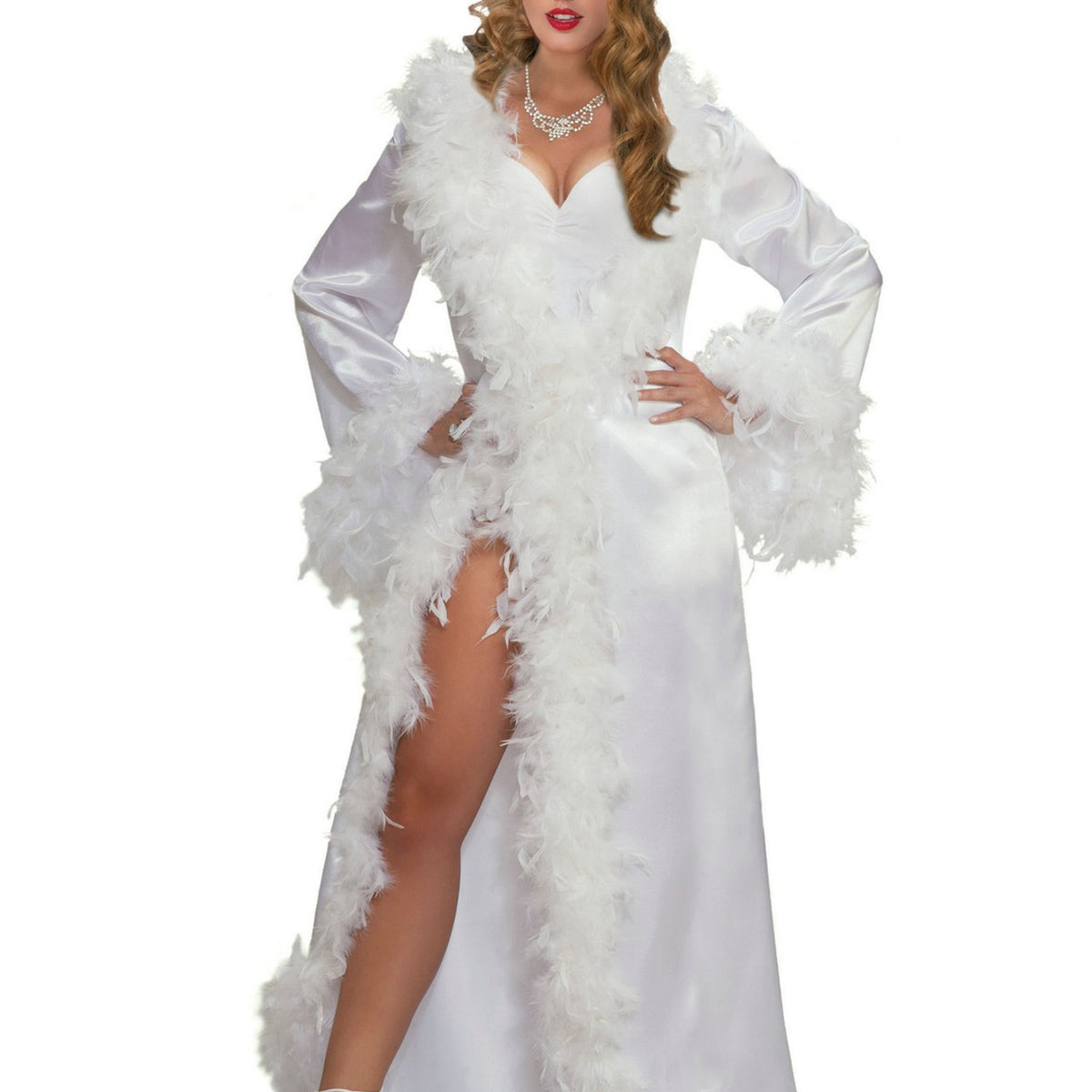 Vintage Hollywood Marabou Satin Robe Adult Costume — Costume Super Center
