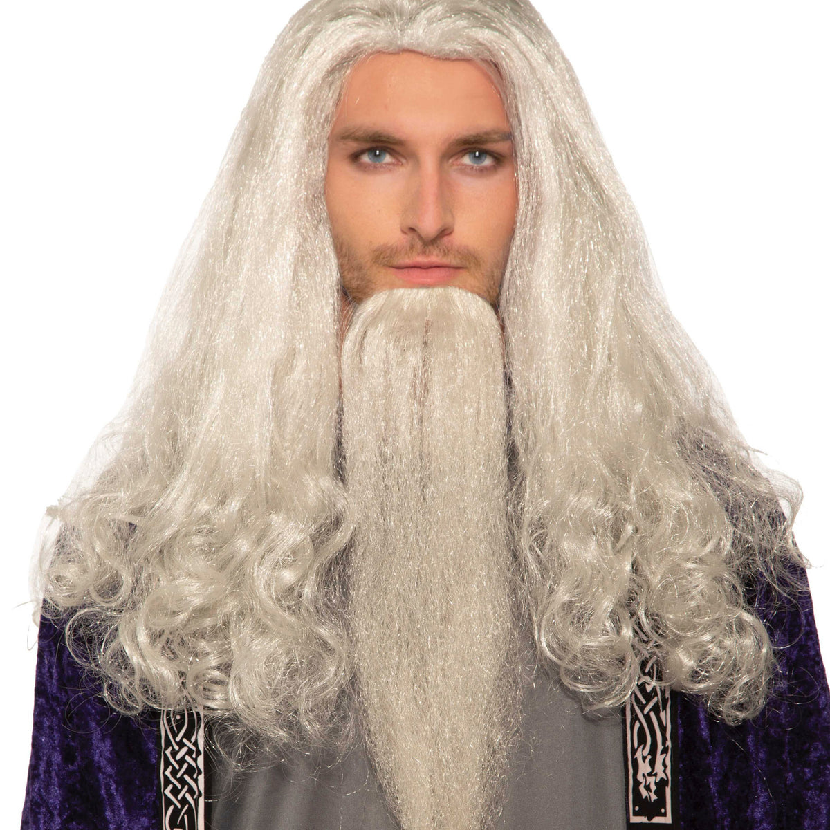 Wise Wizard Wig & Beard - White — Costume Super Center