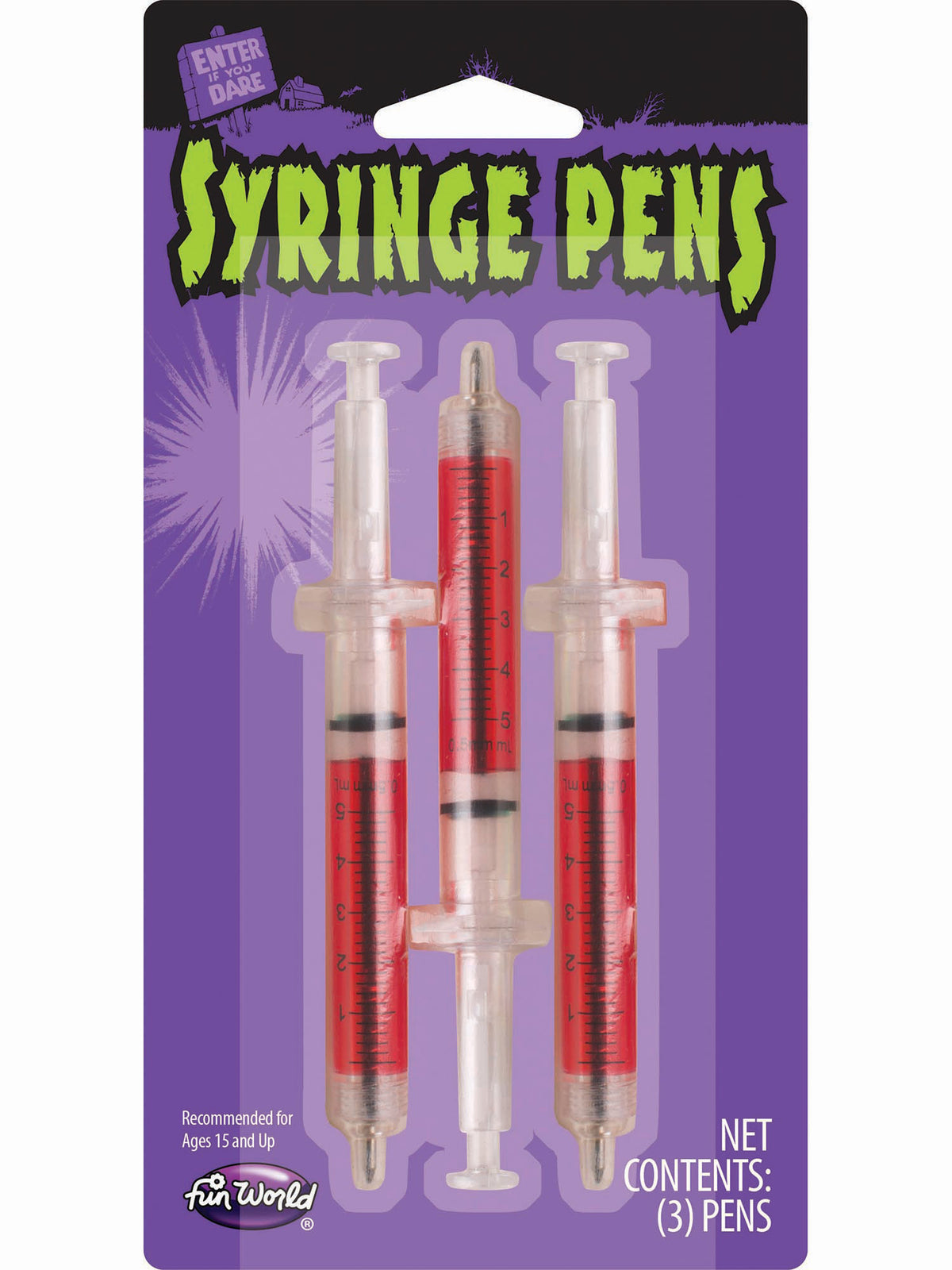 5-inch Bloody Syringe Ballpoint Pens - Set of 3 — Costume Super Center